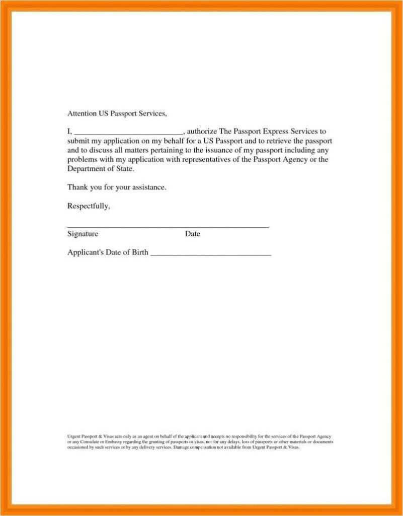 Letter Of Authorization Template To Pick Up Passport