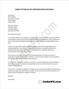Letter of Interest Template for Administrative Secretary