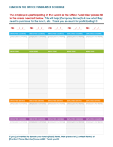 Printable Lunch Schedule Template