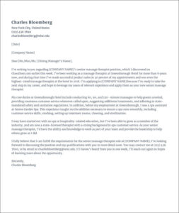 Massage Therapy Cover Letter Template (Ready to Use)