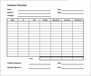 Free Printable Mechanic Timesheet Template