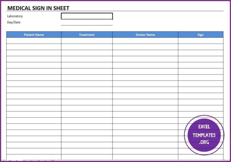 Medical Office Sign-in Sheet Template