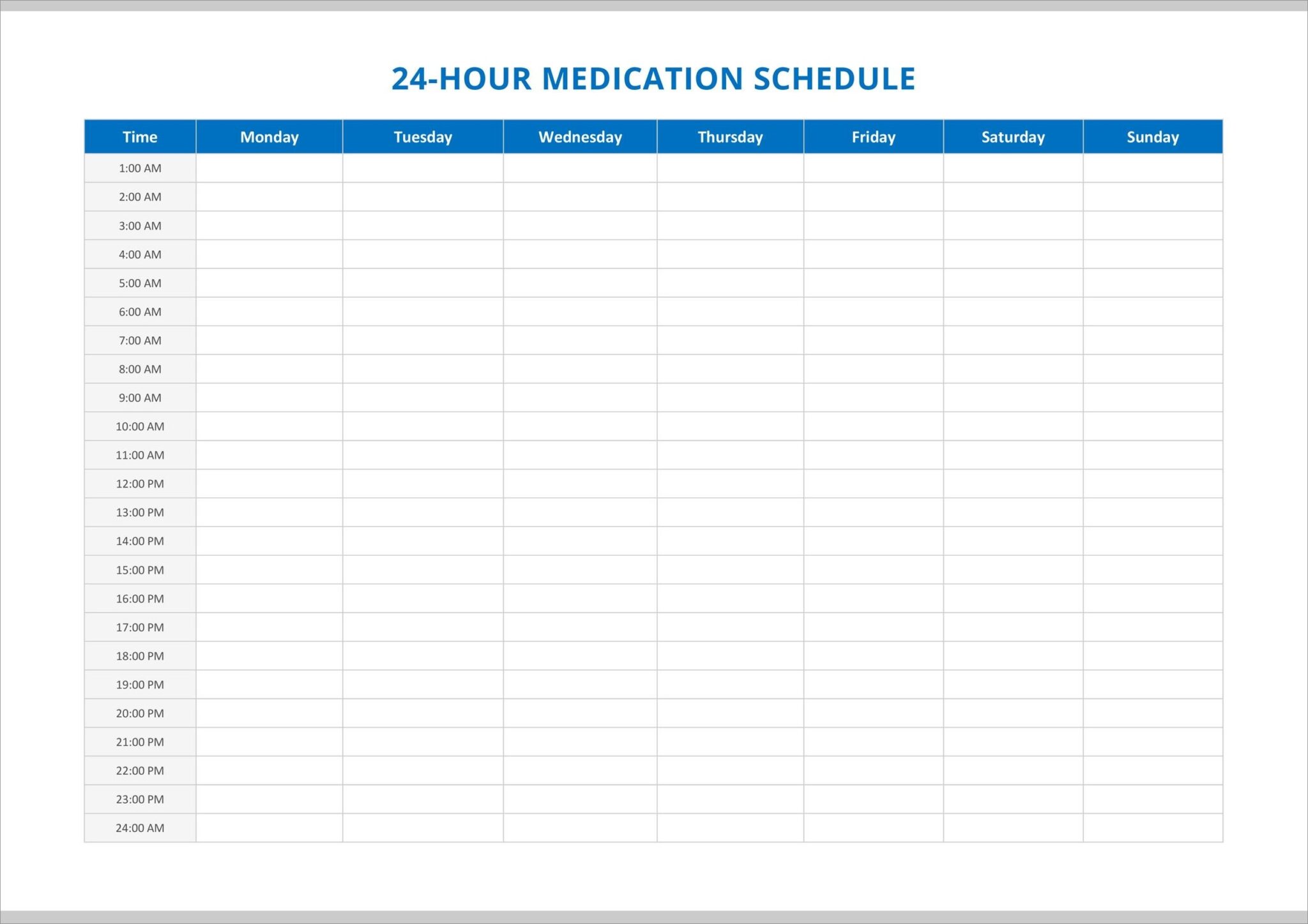 Customizable Medicine Schedule Template