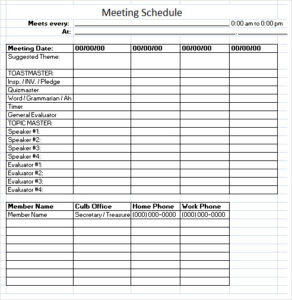 Free Printable Meeting Schedule Excel Template