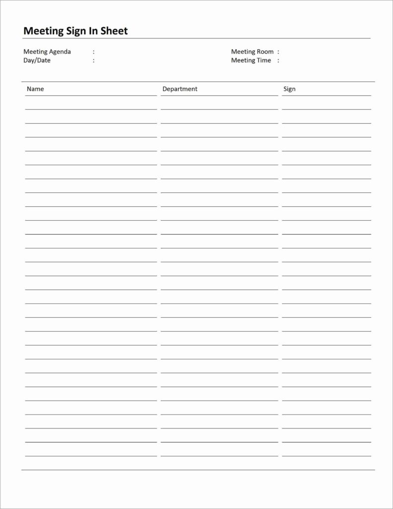 Printable Blank Meeting Sign-in Sheet Template