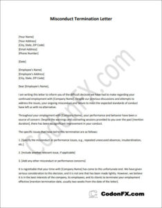 Misconduct Termination Letter Template (With Sample)