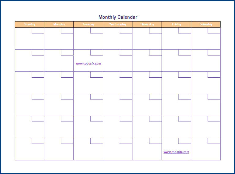 Monthly Calendar Template (Ready To Use)