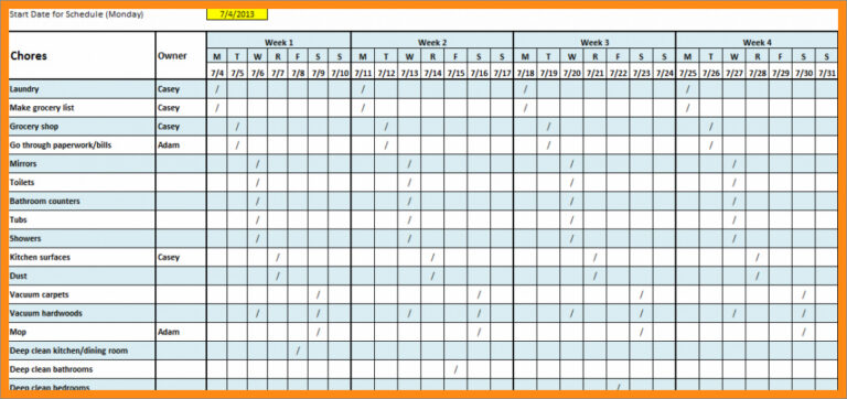 Monthly Staff Schedule Template