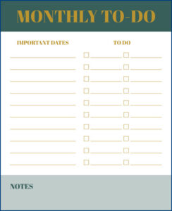 Monthly To Do List Template (Free Printable)