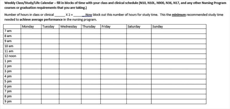 Customizable Nurse Schedule Template