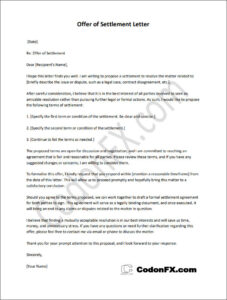 Offer of Settlement Letter Template (With Example)