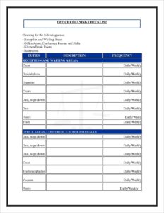 Office Cleaning Schedule Template