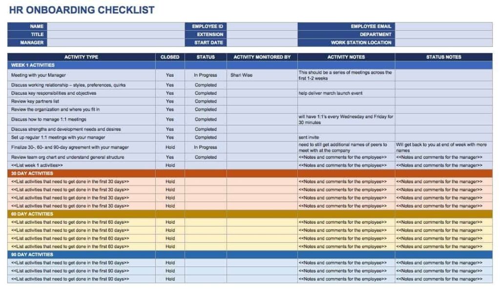 Onboarding Schedule Template