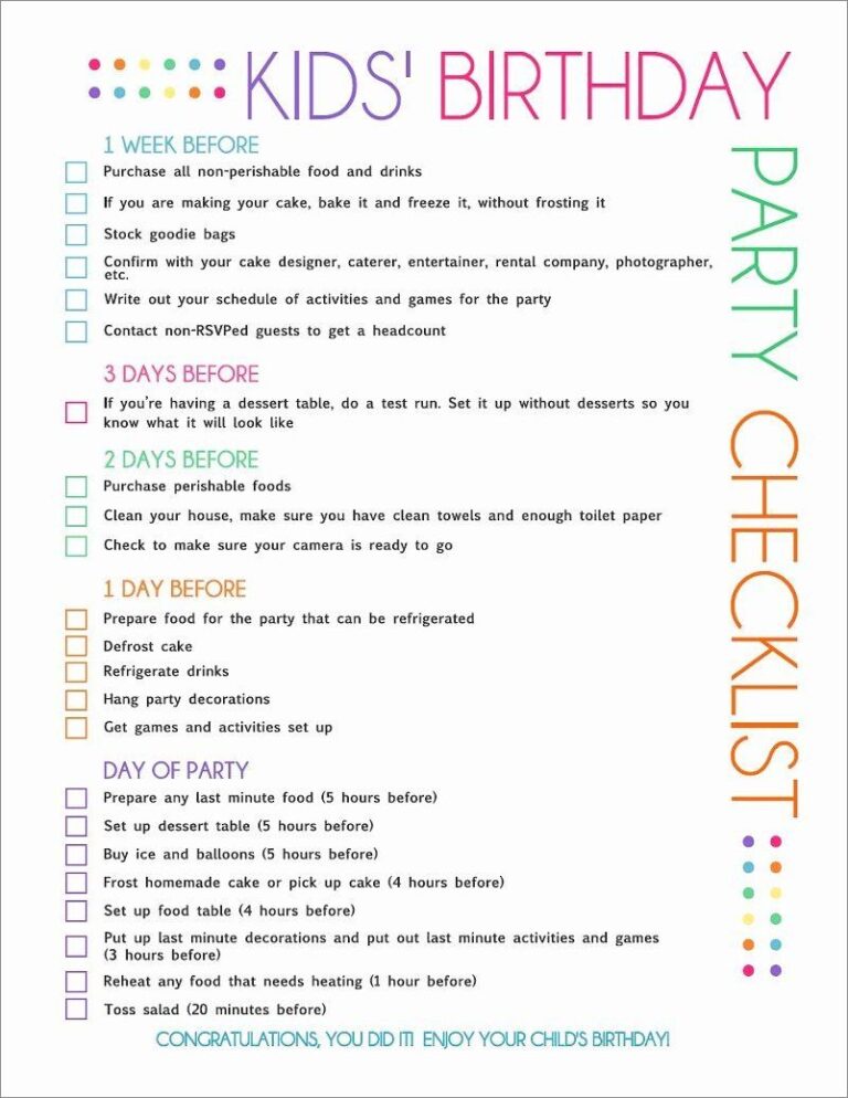 Party Planning Checklist Template