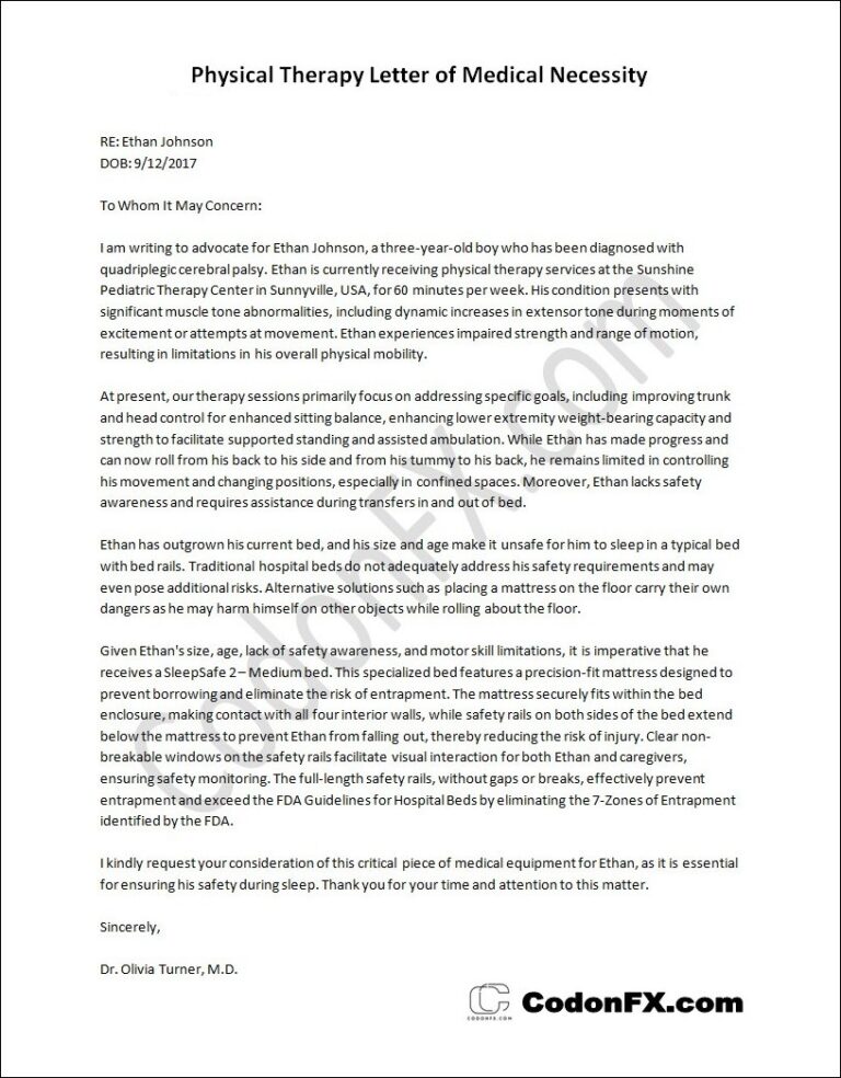 Physical Therapy Letter of Medical Necessity (Free Template)