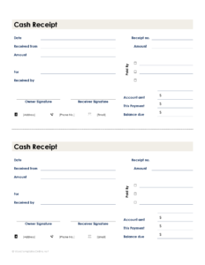 Printable Cash Receipt Template