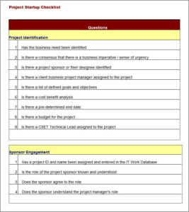 Project Checklist Template