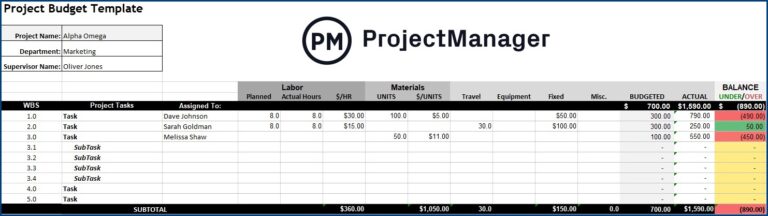 Project Management Budget Template (With Samples)