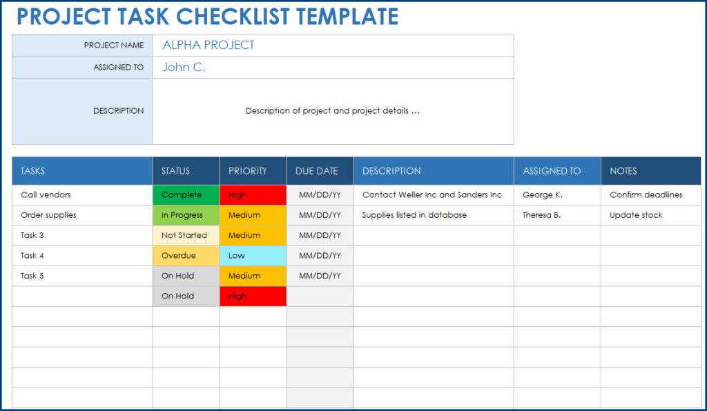 Project To-Do List Template (With Samples)