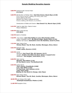 Reception Schedule Template