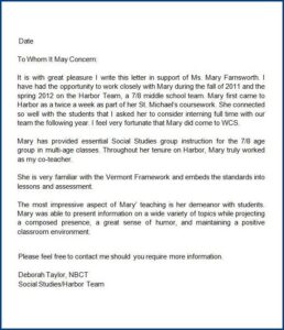 Recommendation Letter Template For Teacher