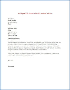 Resignation Letter Template Due To Health