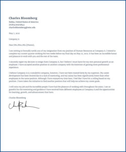Resignation Letter Template For Hostile Work Environment