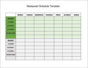 Free Printable Restaurant Schedule Template