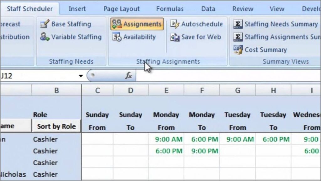 Free Printable Retail Schedule Template