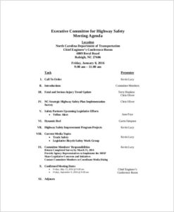 Printable Safety Committee Meeting Agenda Template