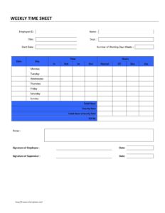Free Printable Salaried Employee Timesheet Template