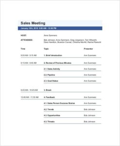 Free Printable Sales Meeting Agenda Template