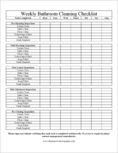 Printable Bathroom Cleaning Schedule Template