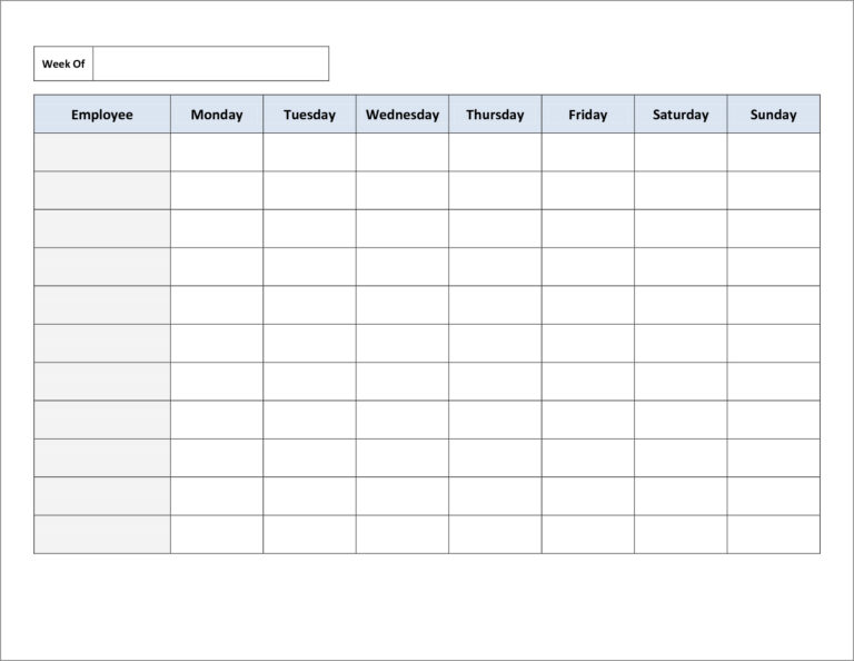 Free Printable Blank Schedule Template
