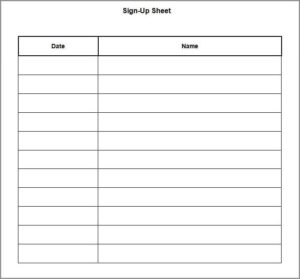 Free Printable Blank Sign-up Sheet Template