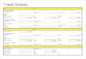 Printable Business Trip Itinerary Template