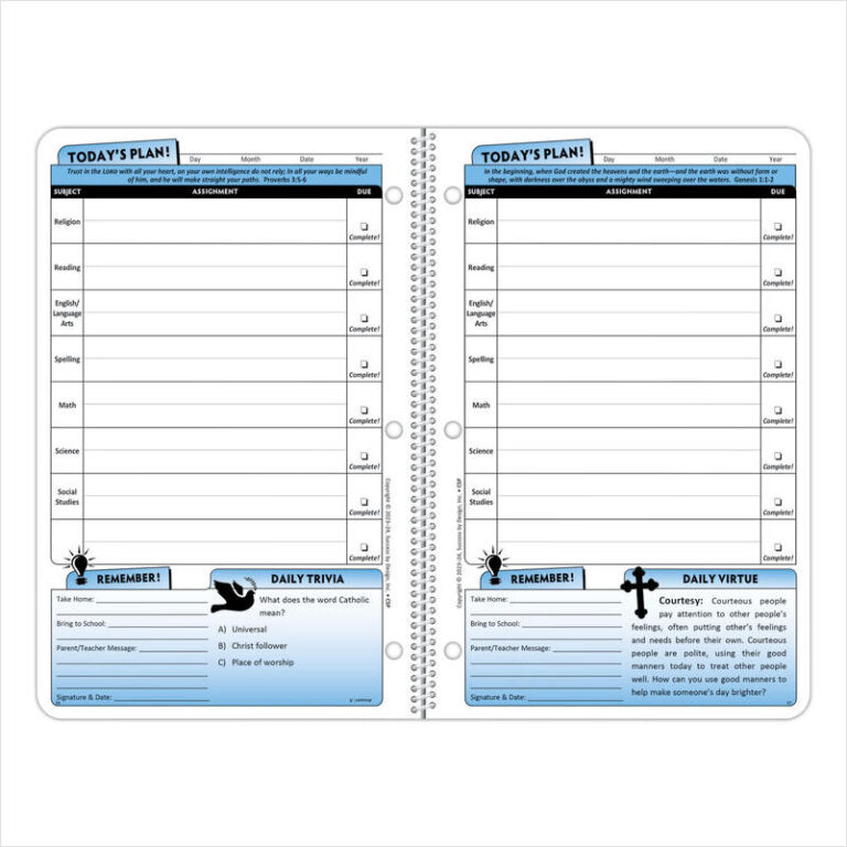Free Printable Catholic Student Planner Template