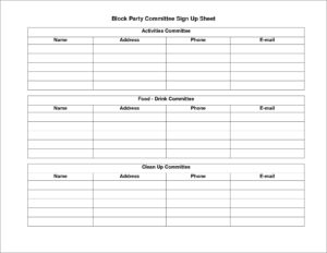 Printable Committee Sign-up Sheet Template