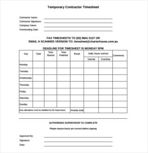 Free Printable Contractor Timesheet Template [Excel]