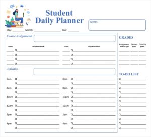 Free Printable Cute Student Planner Template