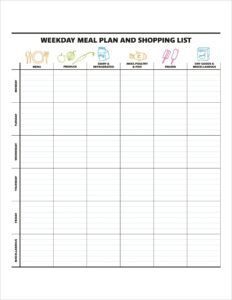 Printable Daily Meal Schedule Template