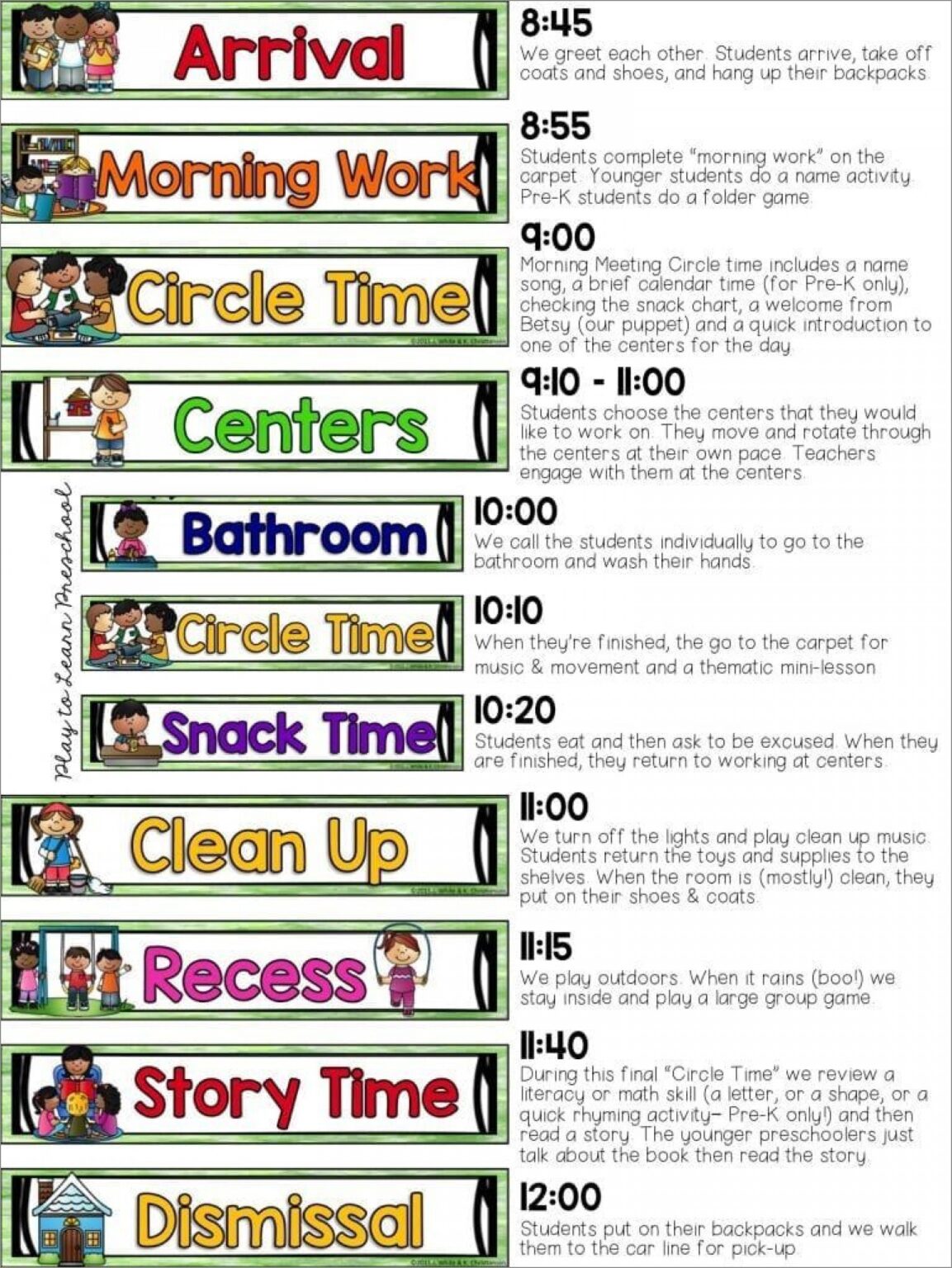 Printable Daily Preschool Schedule Template