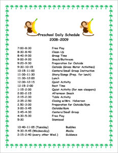 Printable Daycare Daily Schedule Template