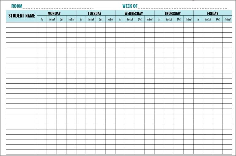 Printable Blank Daycare Sign-In Sheet Template