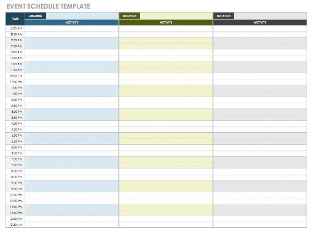 Free Printable Event Schedule Template