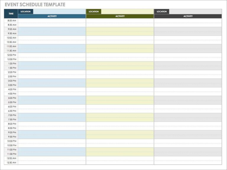 Free Printable Event Schedule Template