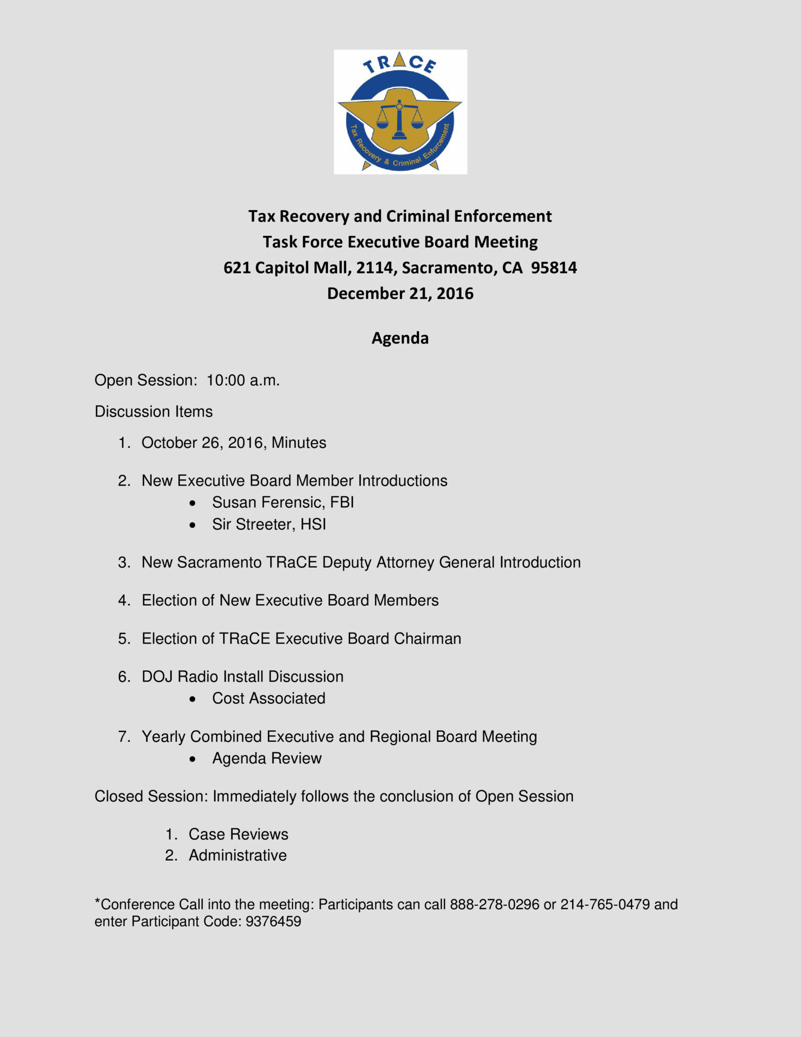 Free Printable Executive Meeting Agenda Template