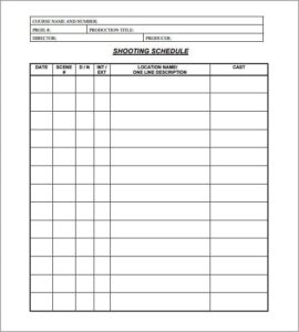 Printable Film Production Schedule Template