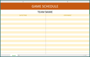 Printable Game Schedule Template