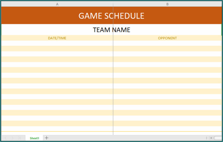 Printable Game Schedule Template